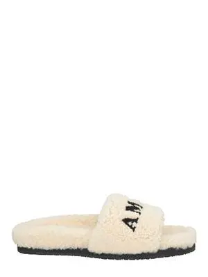 Amiri Shearling Slide Sandals - White