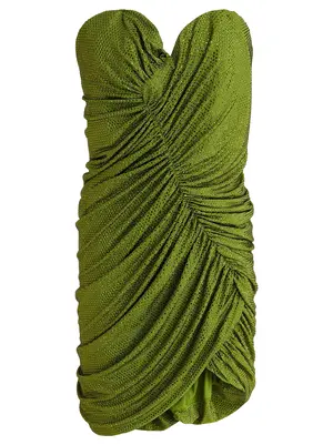 Alexandre Vauthier Strapless Ruched Embellished Mini Dress - Leaf Green