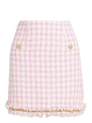 Rebecca Vallance Gabrielle Houndstooth Tweed Mini Skirt - Baby Pink