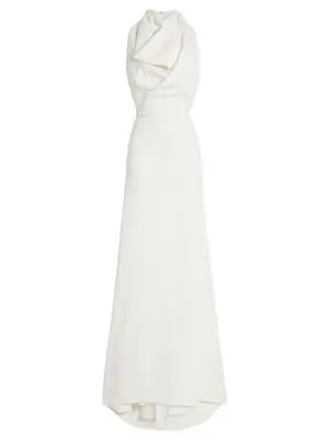Badgley Mischka Badgley Mischka Draped Crepe Gown Ivory
