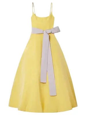 Carolina Herrera Belted Silk-Faille Gown Yellow