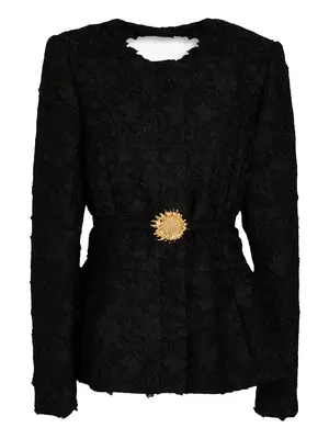 Oscar De La Renta Open-back Guipure Lace Jacket - Black