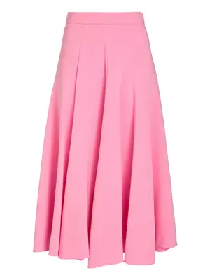 Oscar De La Renta Flared Silk-blend Crepe Midi Skirt - Bubblegum