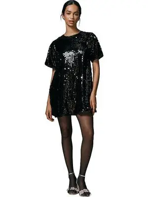 Maeve Sequin Mini Dress - Black
