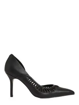 REISS Marlene Leather Court Shoes - Black