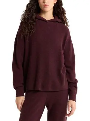 Zella Wool & Cashmere Rib Hoodie - Burgundy Fudge Heather