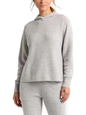 Zella Wool & Cashmere Rib Hoodie Grey Light Heather