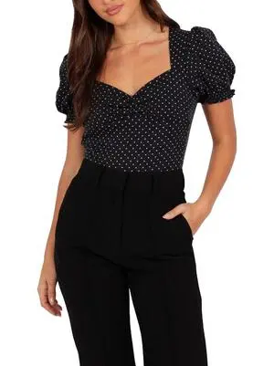 PETAL & PUP Noel Sweetheart Neck Top - Black Cream
