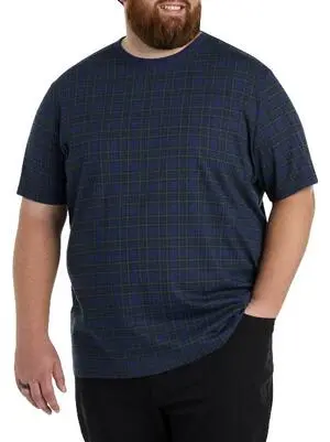 HARBOR BAY BY DXL Moisture-wicking Plaid T-shirt - Peacoat Multi