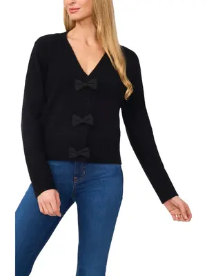 CECE DUPRAZ Bow-detailed Cardigan - Rich Black