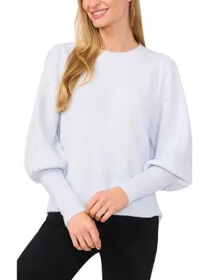CECE DUPRAZ Faux Pearl Juliet Sleeve Sweater - Frozen