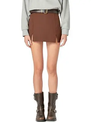 English Factory English Factory Sienna Side Slit Mini Skort Brown