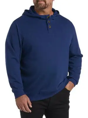 TRUE NATION BY DXL Soft-wash Henley Hoodie - Blue Depths