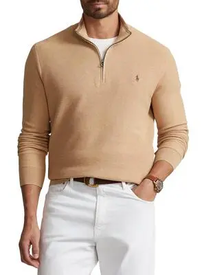 Polo Ralph Lauren Pima Cotton 1/2-zip Sweater - Camel Melange