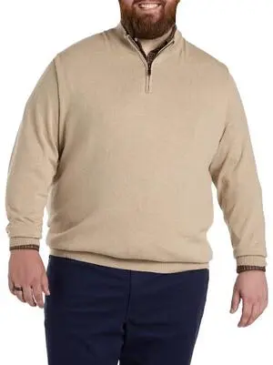 OAK HILL PREMIUM BY DXL Quarter-zip Cotton/cashmere Sweater - Hummus