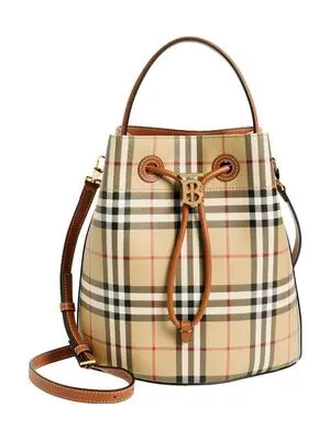 Burberry Check Coated Canvas Bucket Bag - Vntg Chk/ Briar Brown