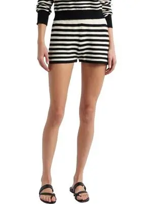 Solid & Striped The Celeste Stripe Cotton Knit Shorts - Noir / Brule Stripe