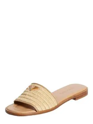 PRADA Raffia Slide Sandal