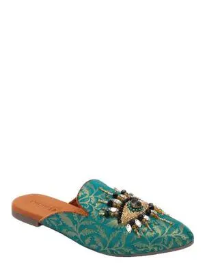 FUCHSIA Embroidered Mule - Green
