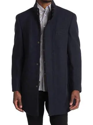 Hart Schaffner Marx Genoa Wool-blend Twill Overcoat - Navy