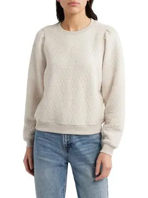Marine Layer Corbet Quilted Sweatshirt Oat Heather