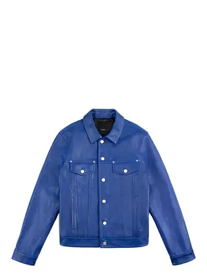 PURPLE BRAND P028 Leather Jacket - Blue