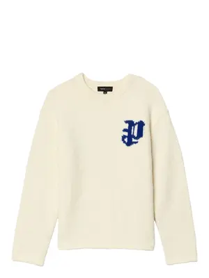 PURPLE BRAND Intarsia-knit Logo Jumper - White