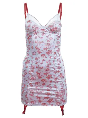 Fleur Du Mal Bebe Rose-jacquard Slip Dress - Blue
