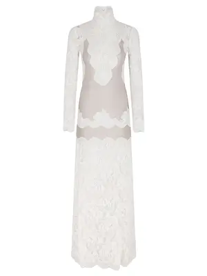 Rabanne Lace Jersey Maxi Dress - White