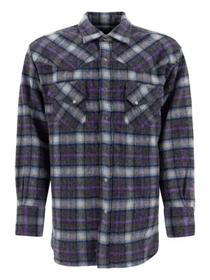 BEAMS Checked Western Shirt - Purple
