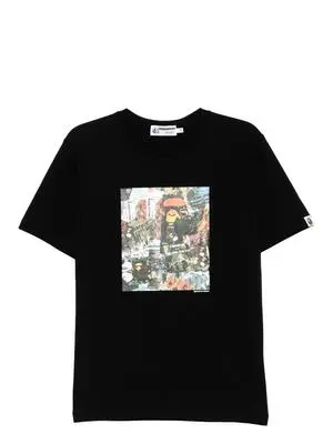 A BATHING APE Flyer-printed T-shirt - Black