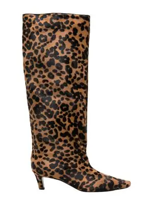 TOTEME 35mm Leopard Print Brushed Boots - Brown