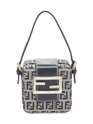Fendi Zucchino Canvas Handbag - Navy