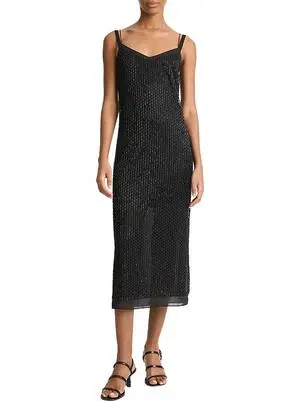 Vince Beaded Slip Dress - Black