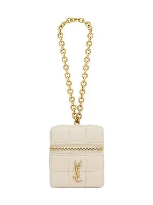 Saint Laurent Cassandre Matelasse Carre Mini Cube On Chain - Crema Soft Lambskin/gold