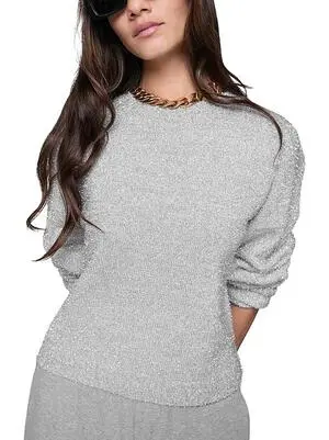 Rebecca Minkoff Henley Lurex Sweater - Silver