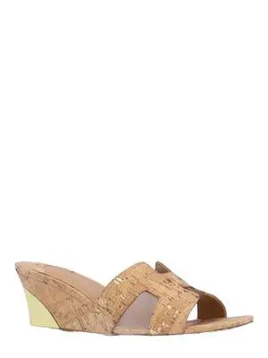 J. Reneé Zahra Wedge Slide Sandal - Natural/ Gold