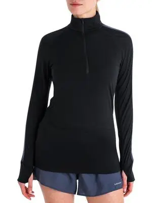 Icebreaker 125 Zoneknit Tencel® Lyocell & Merino Wool Half Zip Pullover - Black/ Graphite/ Cb