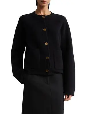 TOTEME Hammered Button Wool-cashmere Cardigan - Black