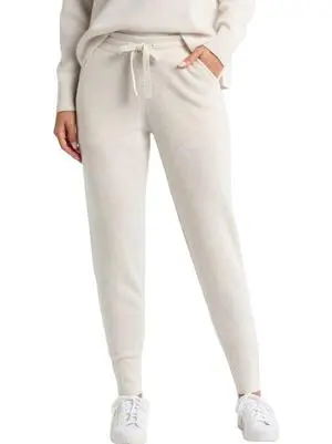 Zella Wool & Cashmere Knit Joggers - Ivory Egret Light