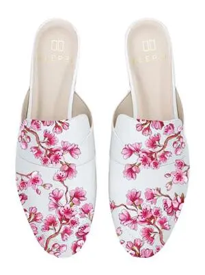 ALEPEL Floral Mules - Cherry Blossom