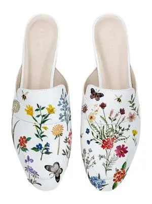 ALEPEL Hand-painted Mule - Pressed Flowers