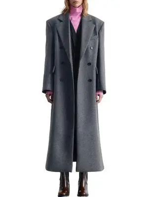 & Other Stories & Other Stories Longline Double Breasted Coat Grey Dark