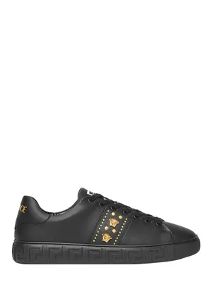 Versace Greca Studded Sneakers - Black
