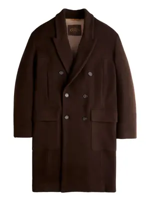 TOD'S Logo-embroidered Double-breasted Coat - Brown