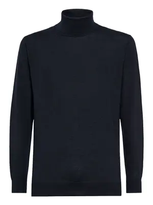 Boggi Milano Merino Wool Roll-neck Sweater - Blue