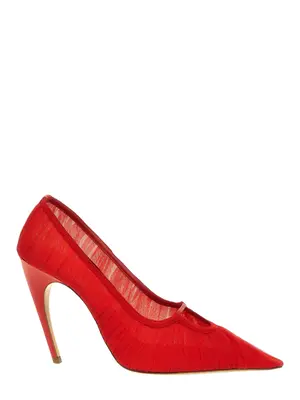 NENSI DOJAKA 100mm Tulle Pumps - Red