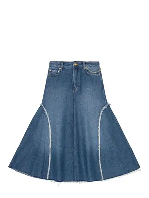 GANNI Denim Midi Skirt - Blue