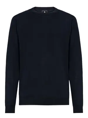 Boggi Milano Merino-wool Crew-neck Sweater - Blue