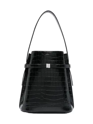 TOTEME Croc-embossed Bucket Bag - Black